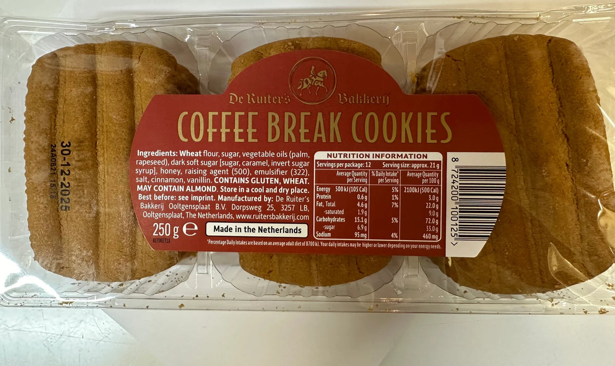 De Ruiter's Bakkerij Coffee Break Cookies 250g – Bin Inn Stonefields